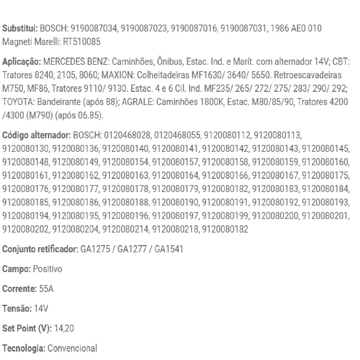 Regulador Voltagem 1800K 4200 4300 M790 2105 8060 8240 235 265 272 275